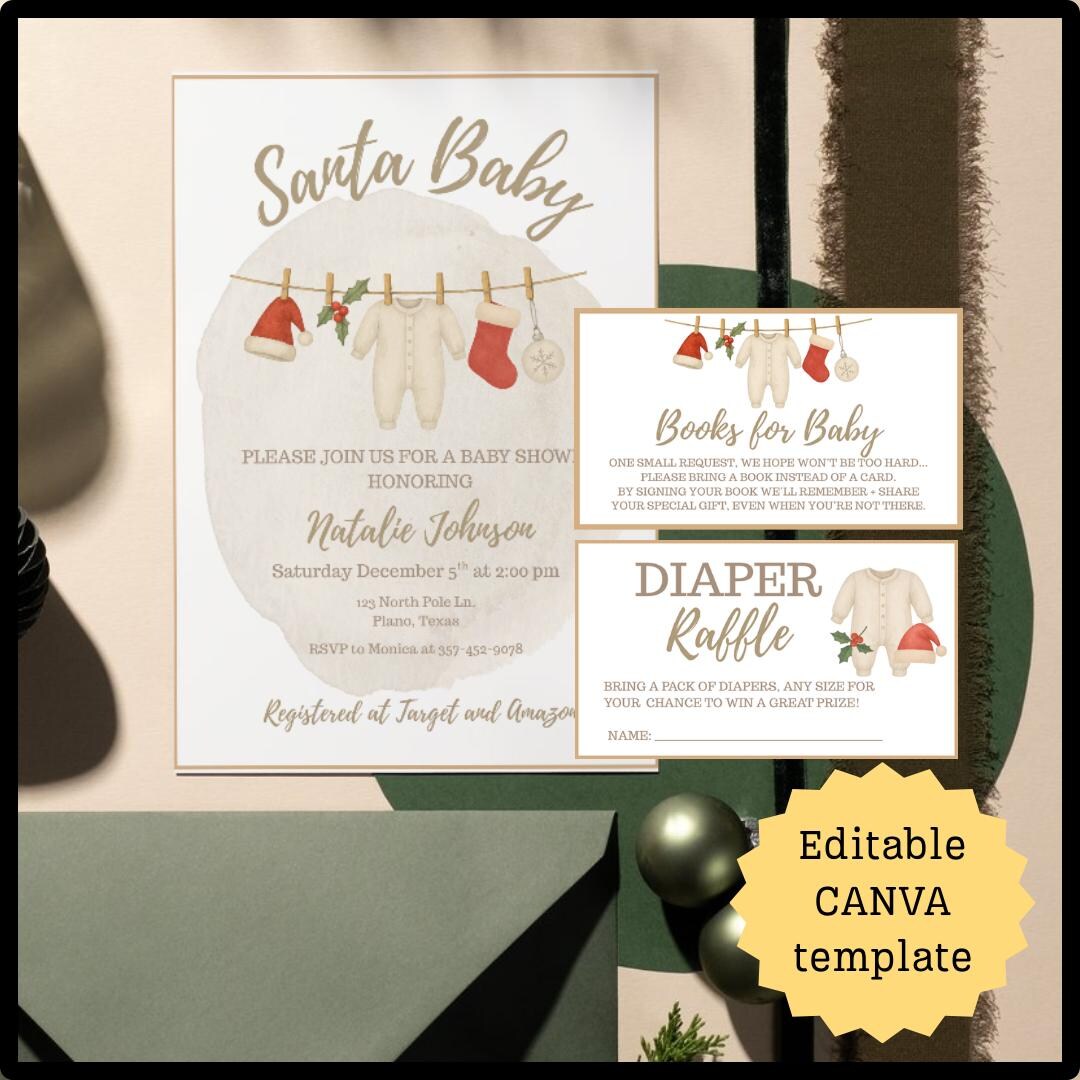 Santa Baby Christmas Baby Shower Bundle, Merry Christmas Baby Shower ...