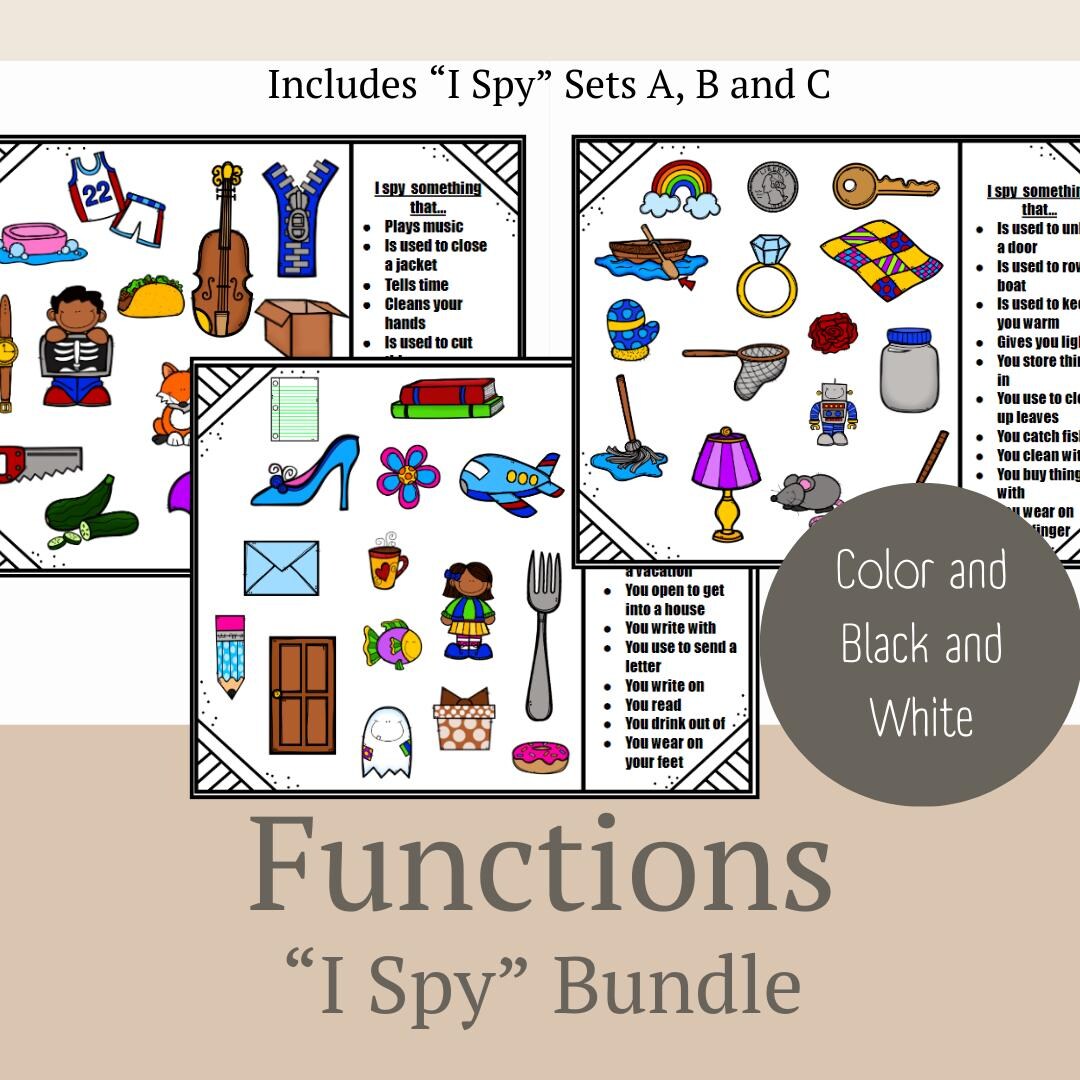 Functions, "i Spy" Bundle, Speech Language Therapy, Resource, Special ...