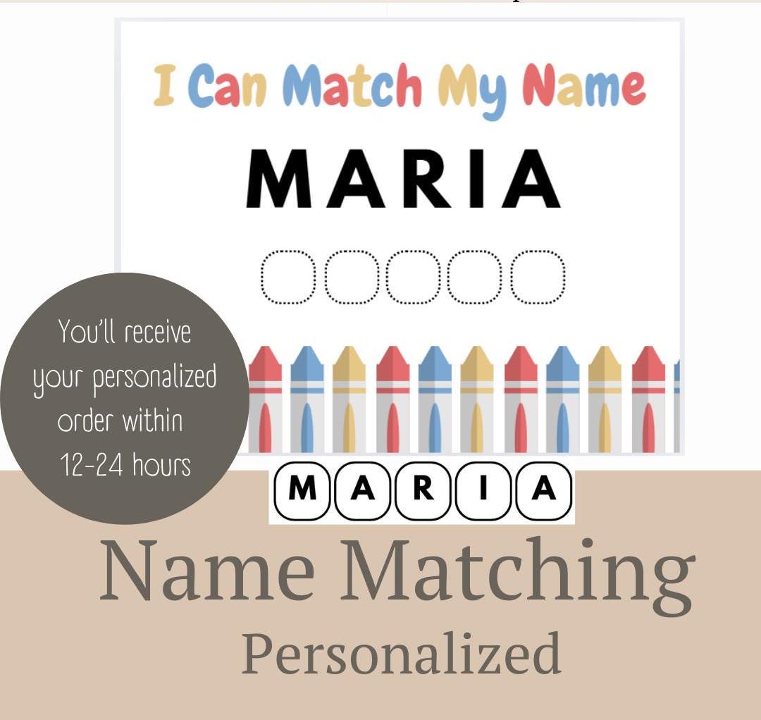 Personalized Name Matching Preschool Activity Page, Digital Download ...