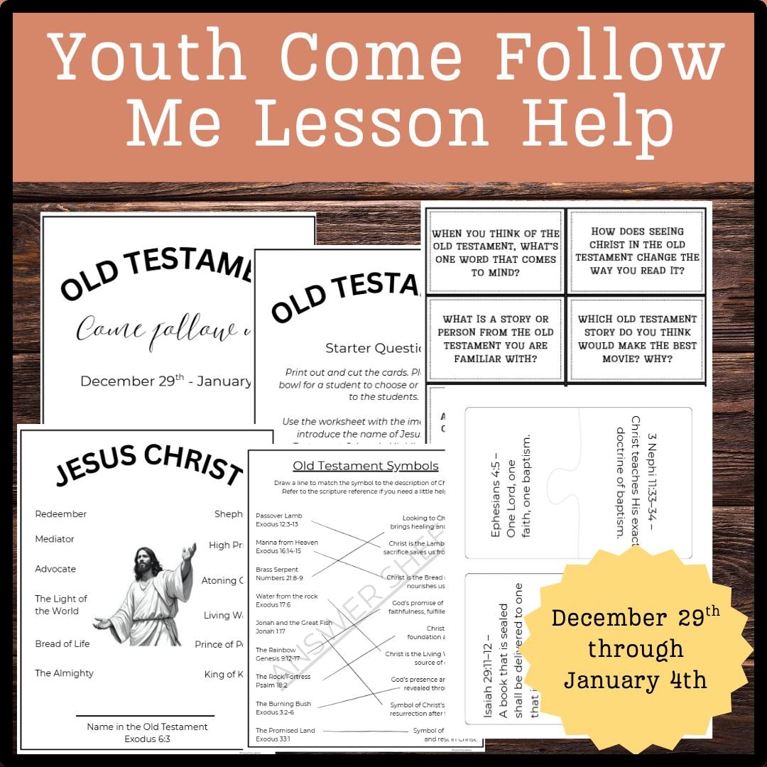 Old Testament Come Follow Me Lesson Plan Activities - December 29th ...