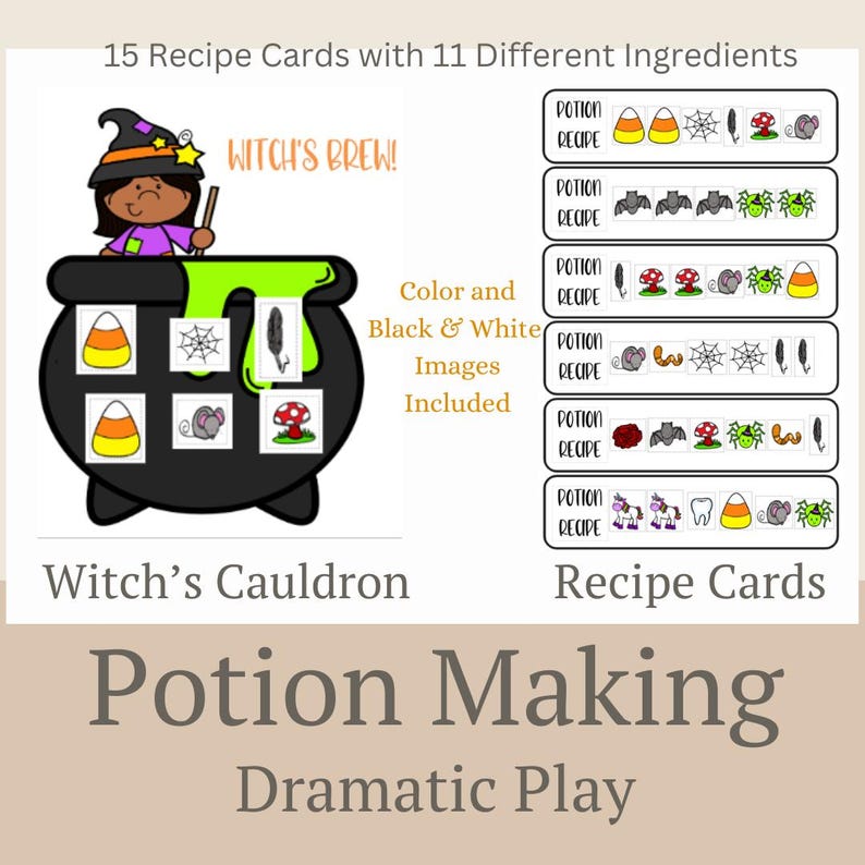 Witch's Potion Activity, Dramatic Play, Halloween Centers, Pretend Play ...