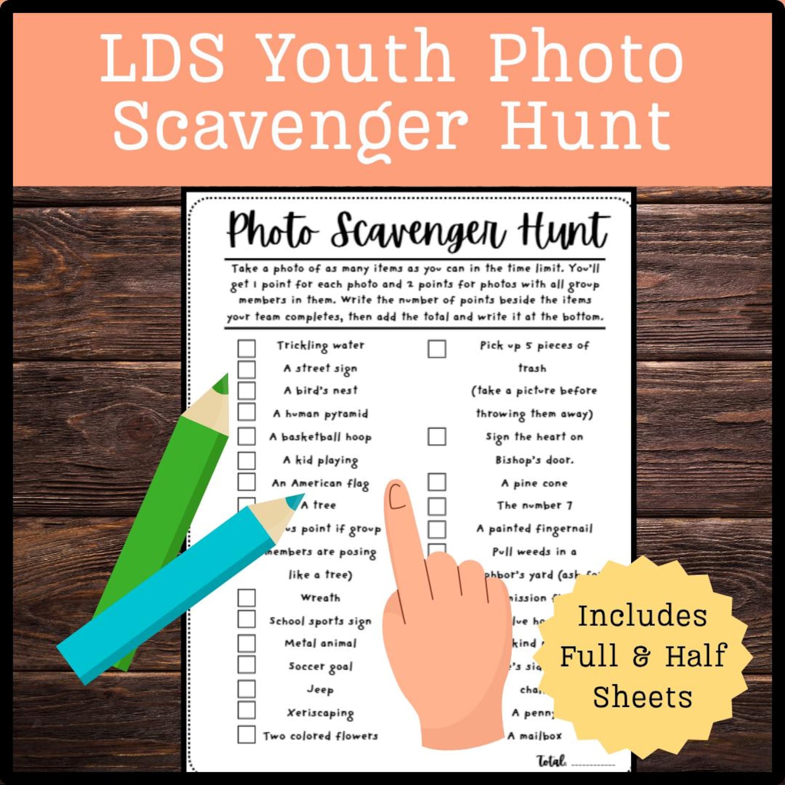 LDS Youth Photo Scavenger Hunt | Printable Activity for Mutual or Youth ...
