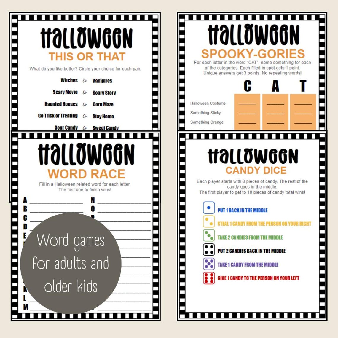 Halloween Games Printable Bundle, Halloween Party Games, Halloween ...
