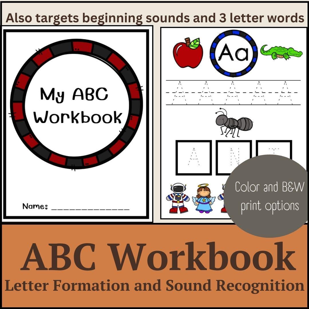 Alphabet Workbook, Beginning Sounds, Matching Letters, ABC Book - Etsy
