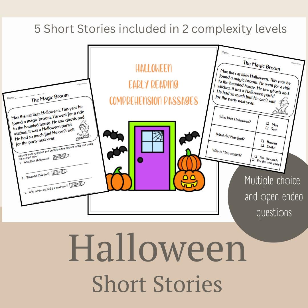 Halloween Early Reading Comprehension Passages, Kindergarten, First ...