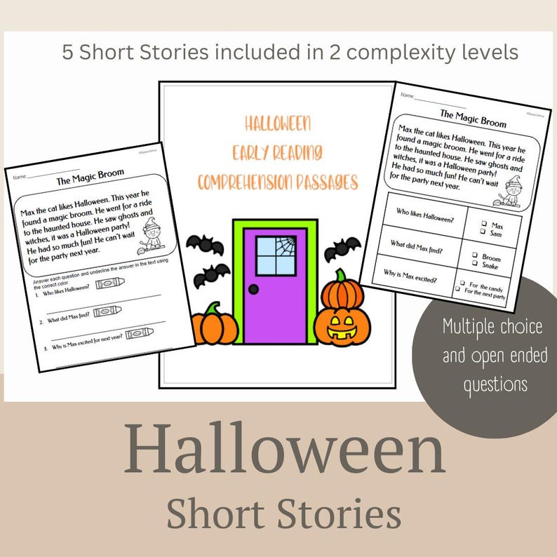 Halloween Reading Comprehension Passages, Kindergarten, 1st Grade (PDF ...