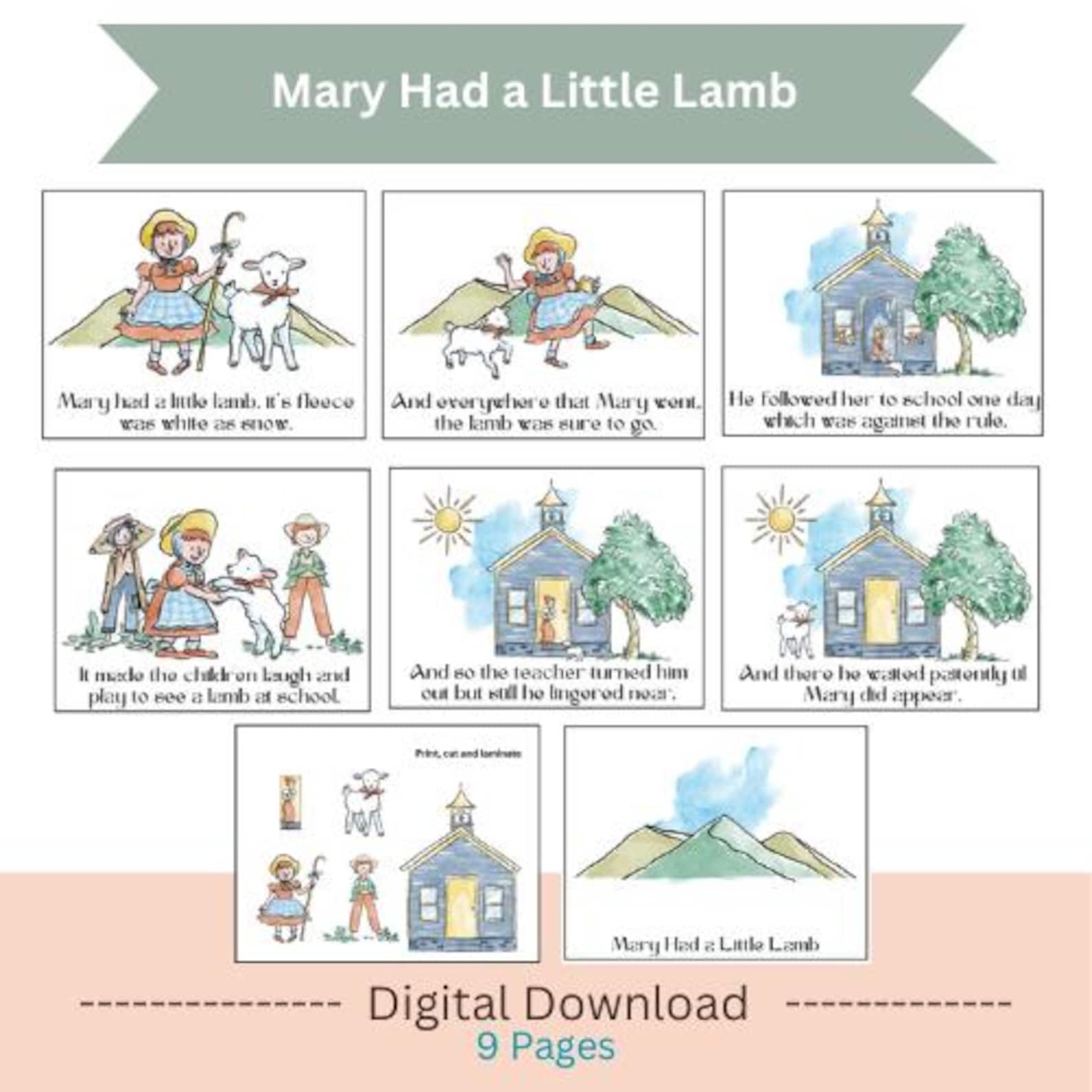 Mary Had a Little Lamb Busy Book, Preschool Activity (digital Download ...
