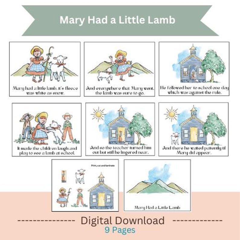 Mary Had a Little Lamb Busy Book, Preschool Activity (digital Download ...