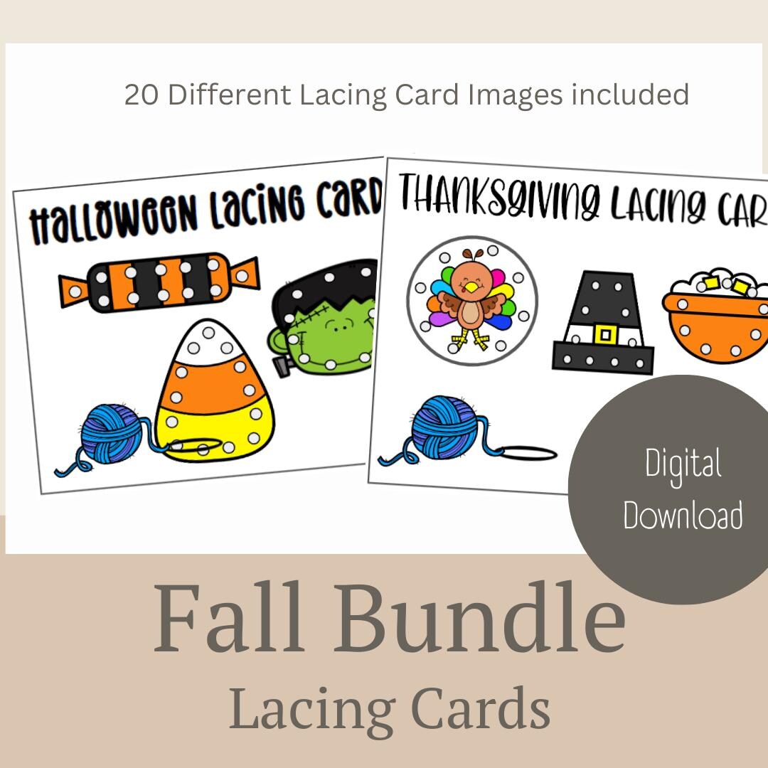 Fall Lacing Cards, Preschool and Kindergarten Centers, Fine Motor ...