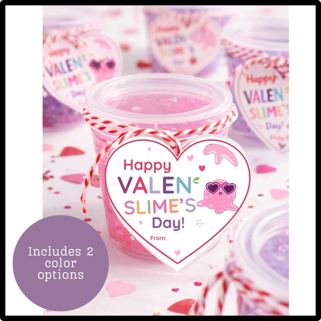 Slime Valentine Tag | Printable Valentine for Kids | Slime Gift Tag ...