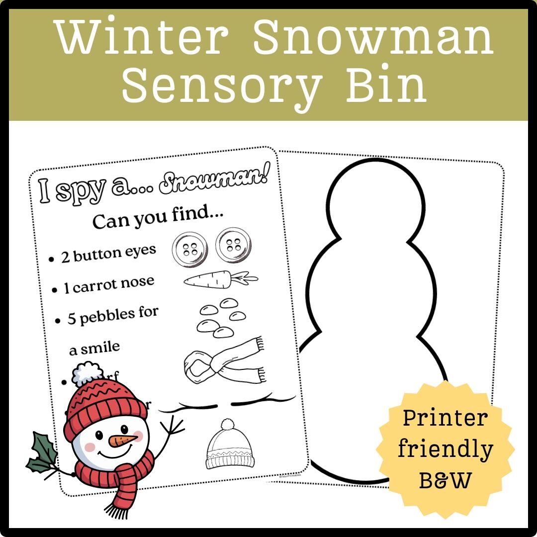 Snowman I Spy Sensory Bin Printable | Winter I Spy Activity | Snowman ...