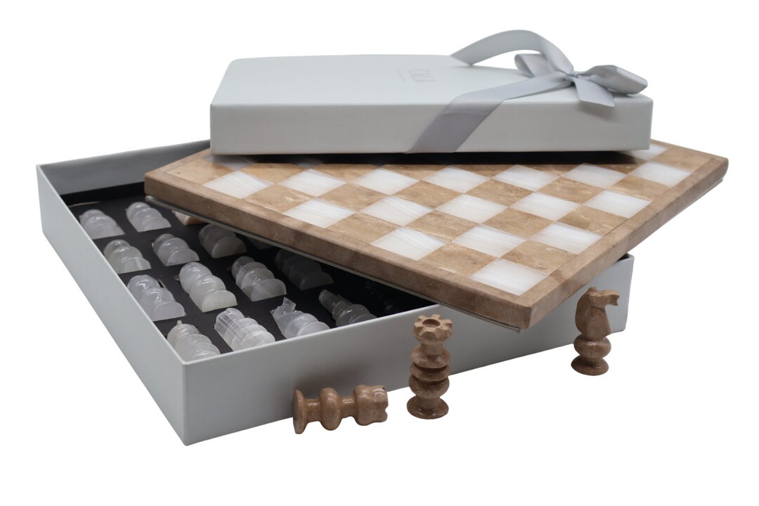 Marble Chessboard - White/brown - Game Set, Pieces, Chess, Marble ...