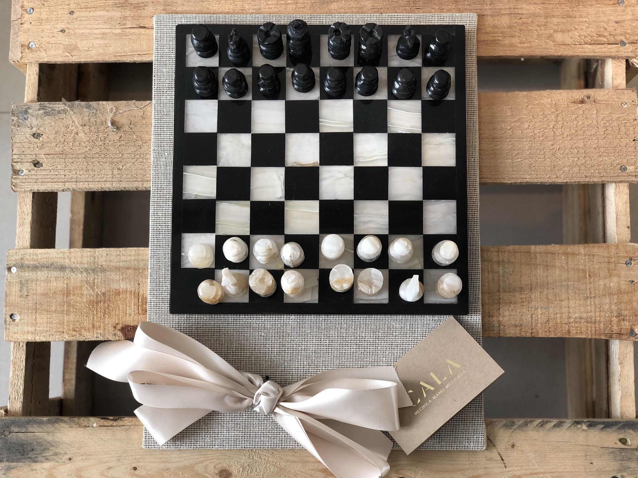 Marble Chessboard White/brown Game Set, Pieces, Chess, Marble ...