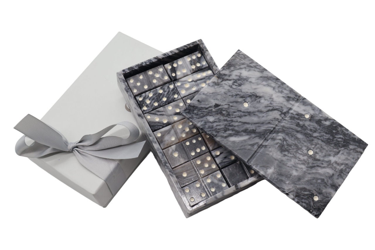 Grey Marble Domino Set - Stone, Game Set, Artisanal, Mexican, Gift - Etsy