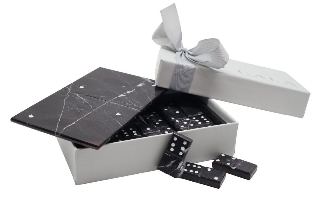 Black Marble Domino Set - Stone, Game Set, Artisanal, Mexican, Gift - Etsy