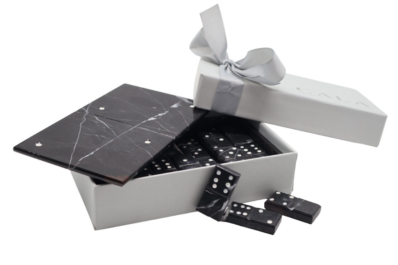 Black Marble Domino Set - Stone, Game Set, Artisanal, Mexican, Gift - Etsy