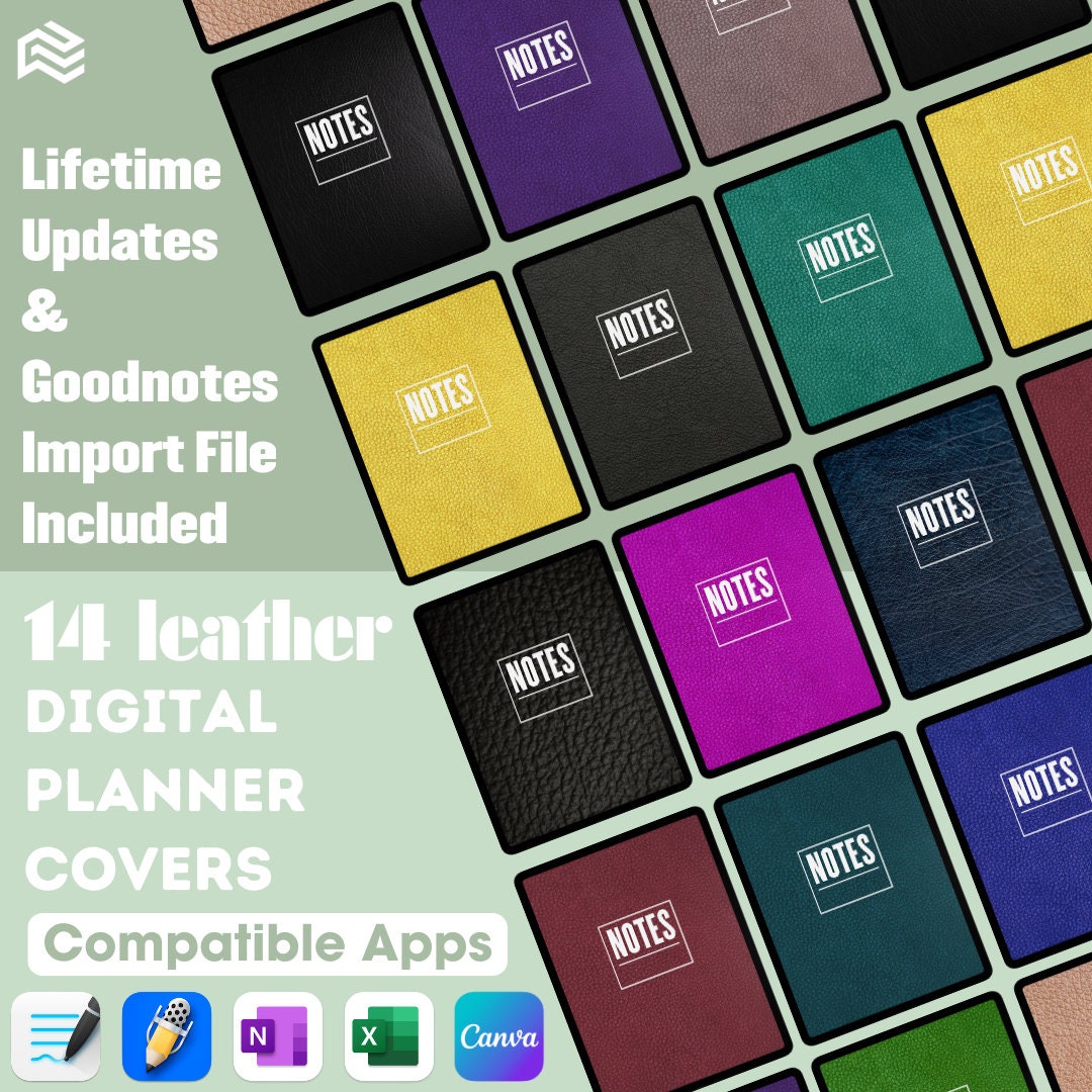 14 LEATHER Goodnotes Covers, Digital Notebook Cover, Notability Cover ...