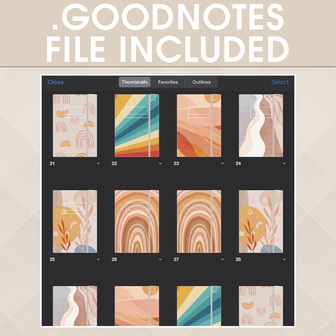 125 MINIMAL BOHO Goodnotes Covers Digital Notebook Cover - Etsy
