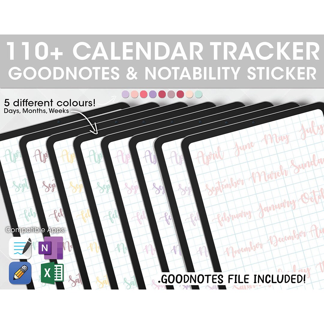 110 Goodnotes Dates & Months STICKER, Sticker Note, Sticky Postit ...