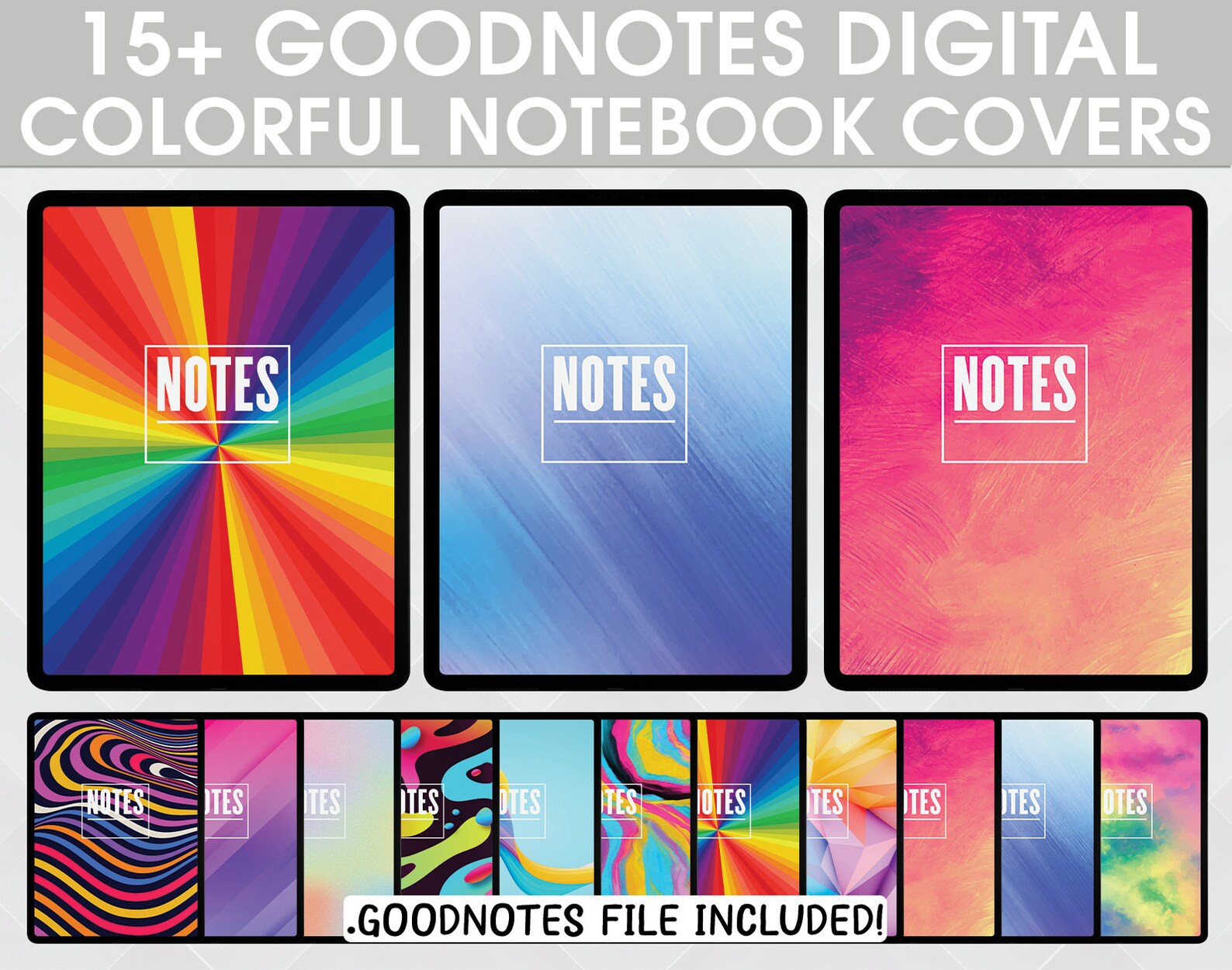 15 MINIMAL COLORFUL Goodnotes Covers Digital Notebook Cover - Etsy