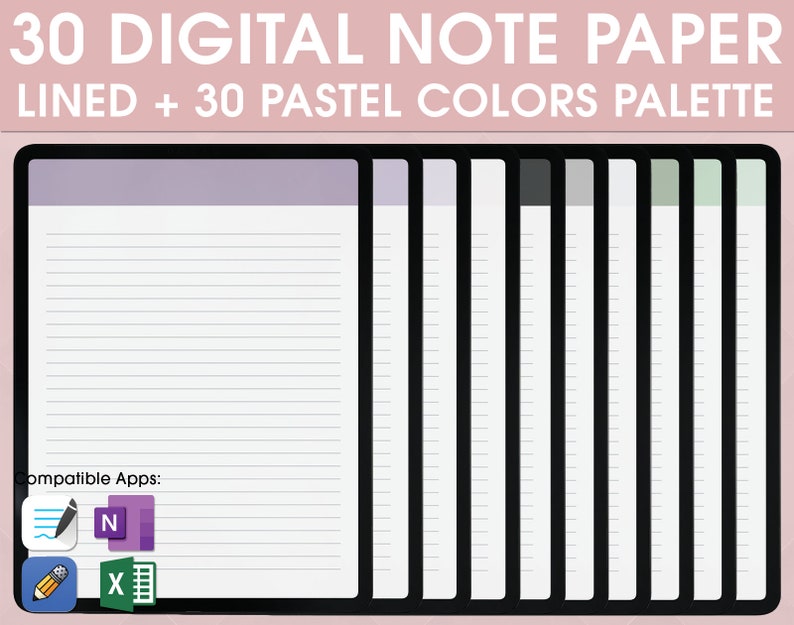 30 PASTEL DIGITAL NOTEPAD Sheet Goodnote Sheet Notability - Etsy