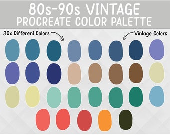 Vintage Retro Procreate Palette, 30 HEX Color Codes, Instant Digital ...