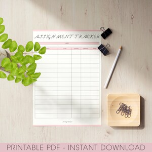 Printable ASSIGNMENT TRACKER, Assignment Tracker, Assignment Planner ...
