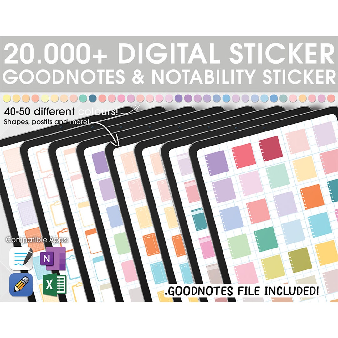 20000 Goodnotes STICKY POSTIT, Sticker Note, Sticky Postit, Digital ...