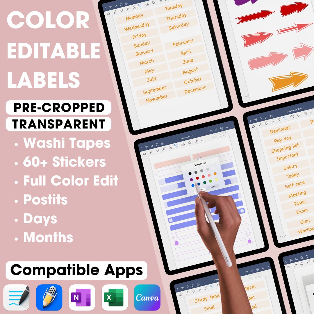 COLOR CHANGING Goodnotes Labels, Magic Labels Note, Label Notepad ...