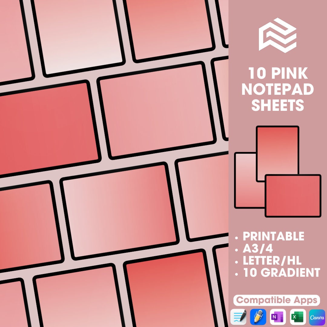 10 PINK GRADIENT SHEET, Goodnotes Sheet, Notability Sheet, Colorful ...