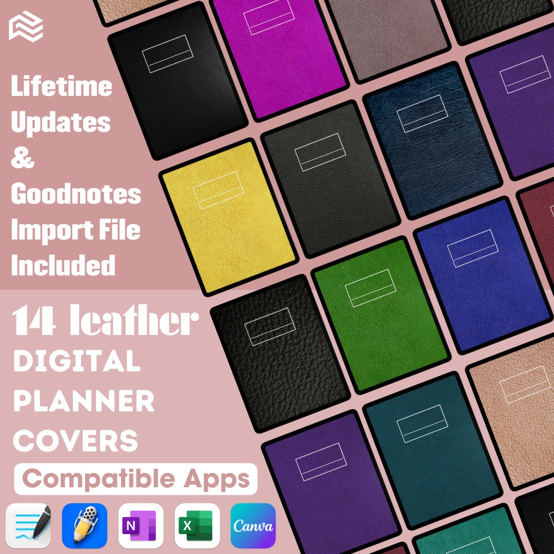 14 LEATHER Goodnotes Covers, Digital Notebook Cover, Notability Cover ...