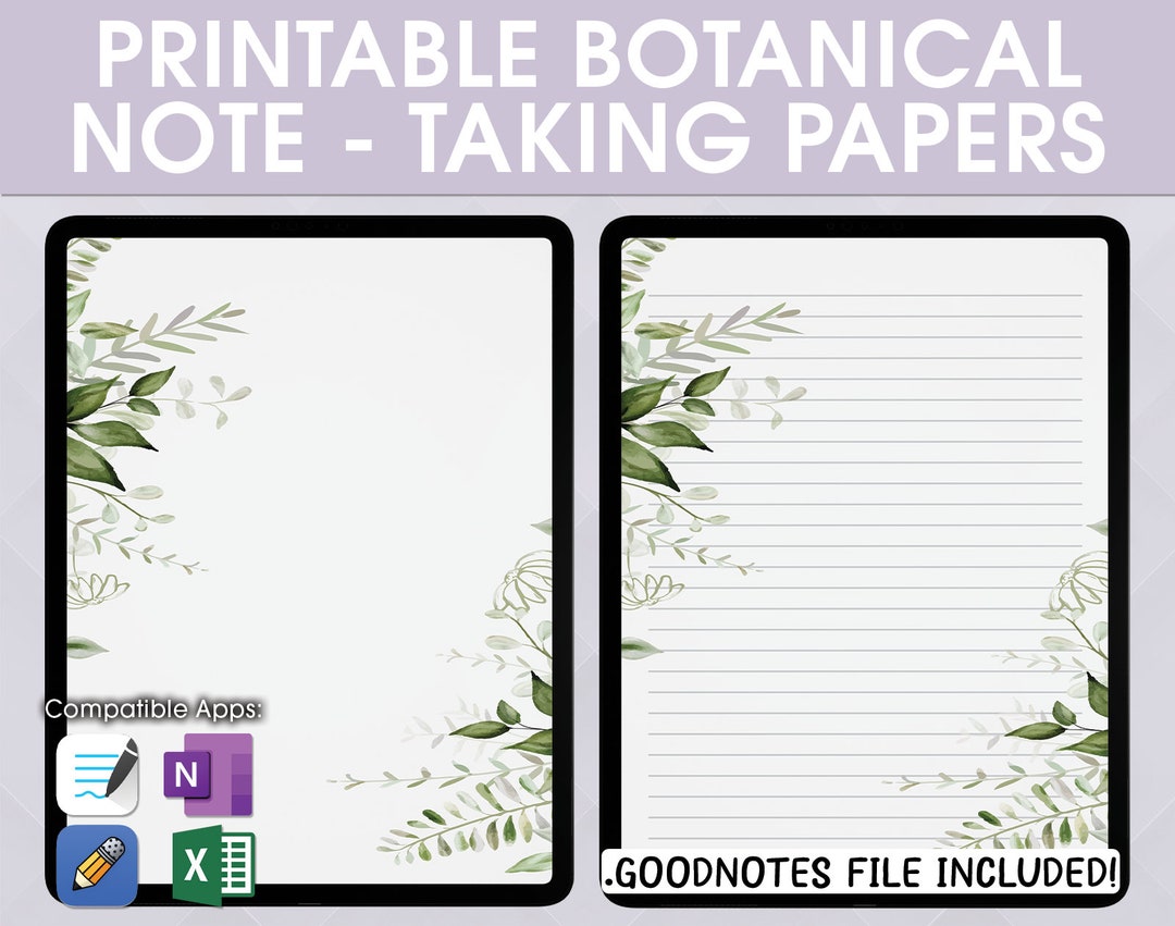 DIGITAL PRINTABLE BOTANICAL Sheet Goodnotes Sheet Notability - Etsy