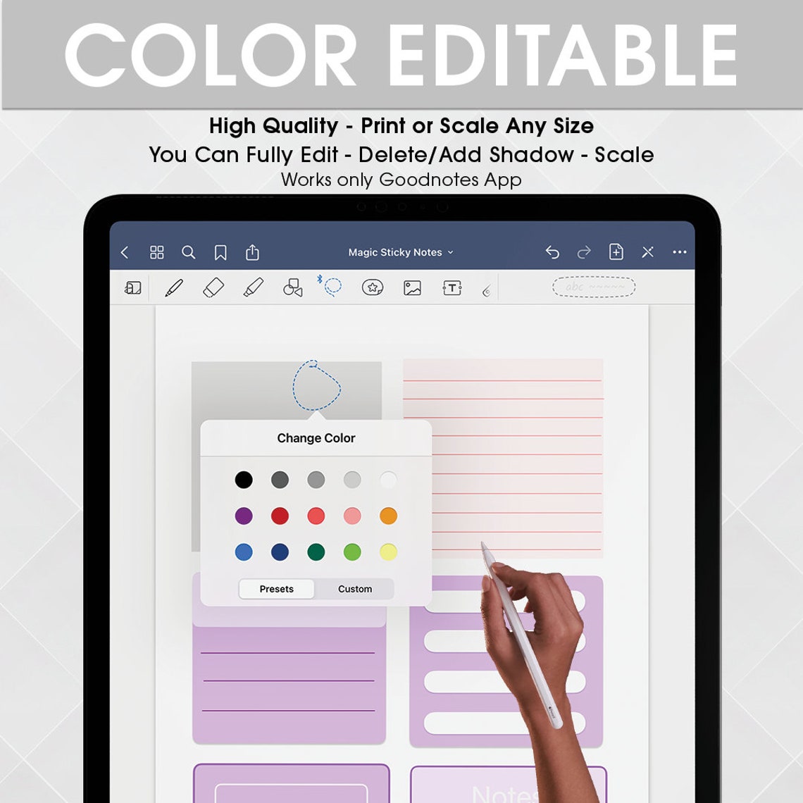 COLOR CHANGING Goodnotes Sticky Notes Magic Sticky Notes - Etsy