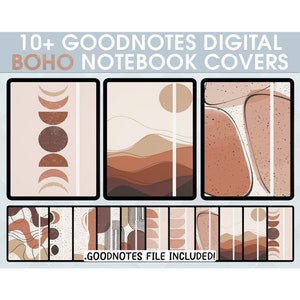10 MINIMAL BOHO Goodnotes Covers, Digital Notebook Cover, Boho Notebook ...