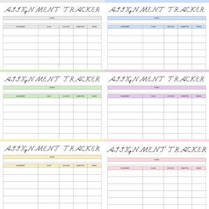 Printable ASSIGNMENT TRACKER, Assignment Tracker, Assignment Planner ...