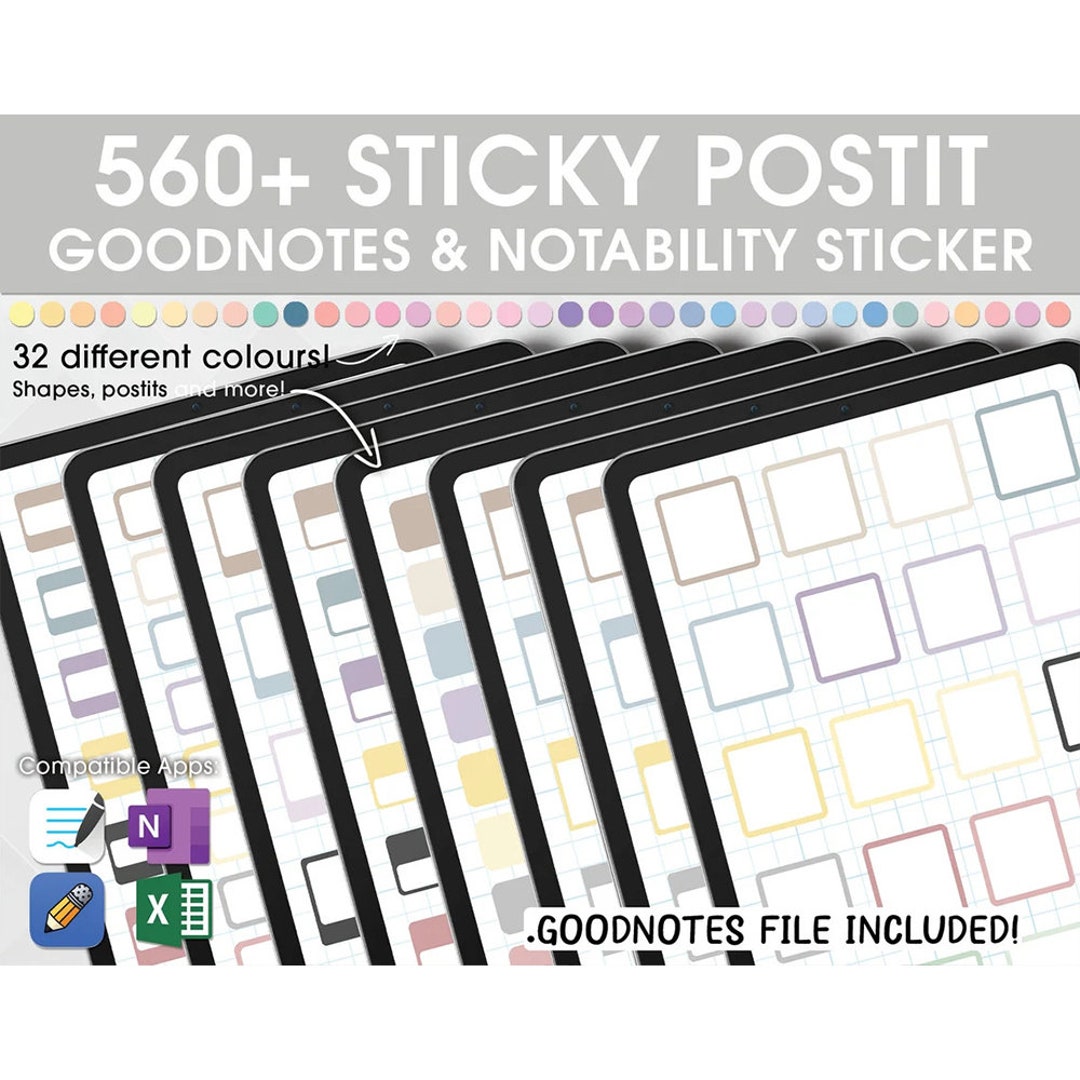 560 Goodnotes STICKY NOTES, Sticky Note, Digital Sticker, Planner ...