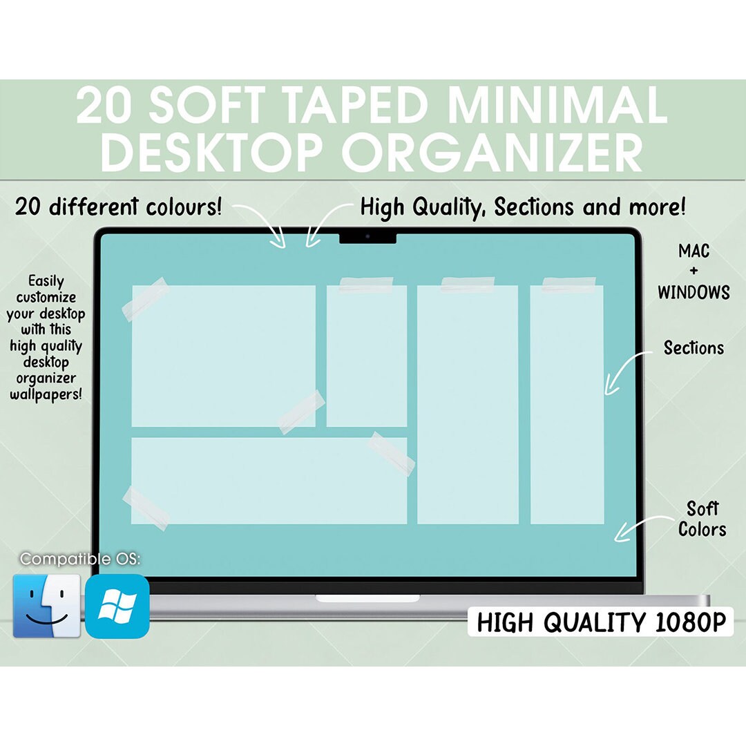 20 Soft MINIMAL Desktop Organizer, Desktop Wallpaper, Desktop Folder ...