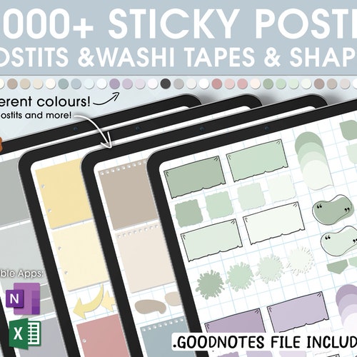 Digital Planner Sticky Notes Sticker for Goodnotes Pastel - Etsy