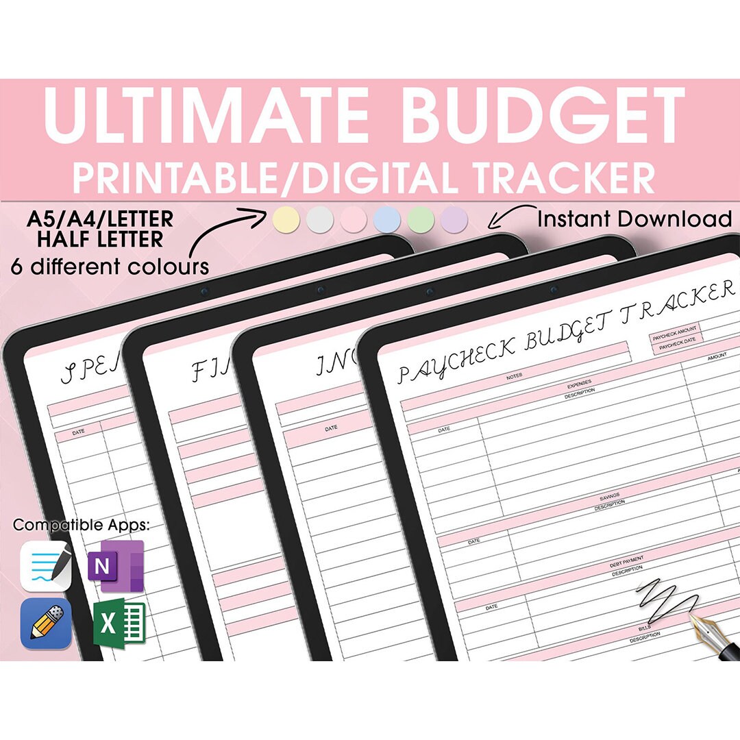 Printable ULTIMATE BUDGET TRACKER, Financial Goals Tracker, Income ...