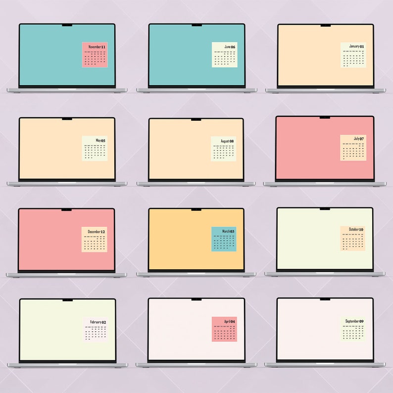 12 MINIMAL CALENDAR Desktop Organizer Desktop Wallpaper | Etsy