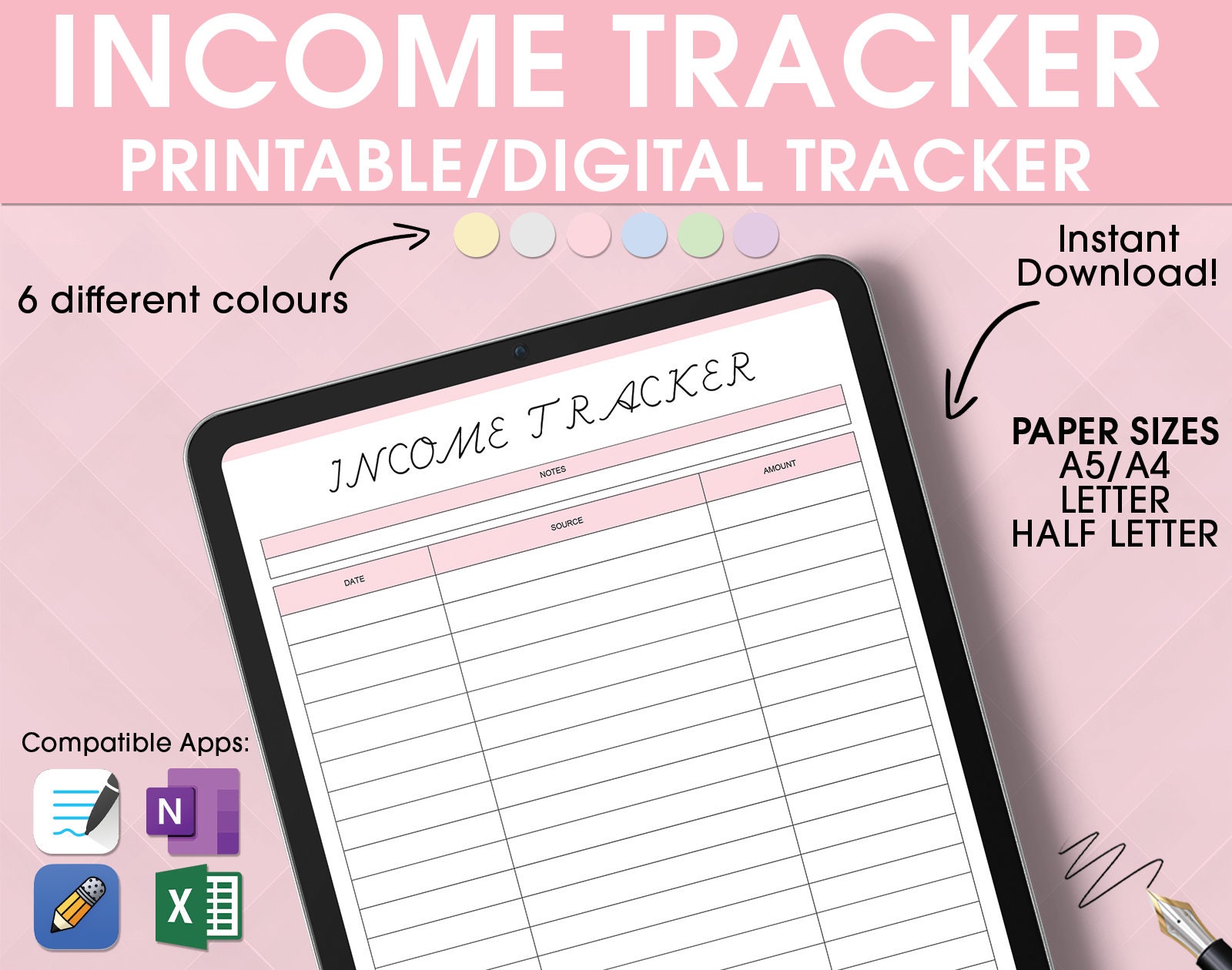 Printable INCOME TRACKER Income Tracker Income Tracker Pdf - Etsy