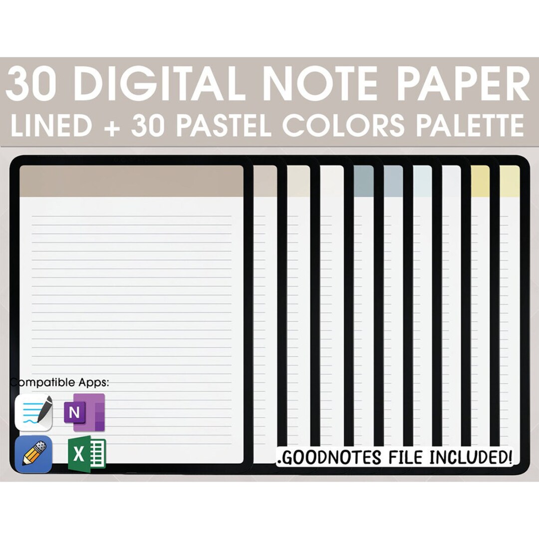 30 PASTEL DIGITAL NOTEPAD Sheet, Goodnote Sheet, Notability Sheet, A4 ...