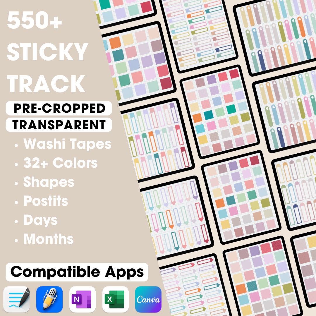 550 Goodnotes STICKY NOTES, Sticky Note, Digital Sticker, Planner ...
