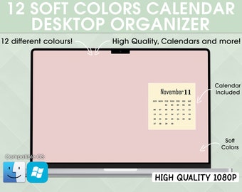 12 MINIMAL CALENDAR Desktop Organizer Desktop Wallpaper | Etsy