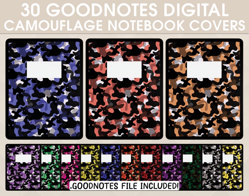 30 CAMOUFLAGE Goodnotes Covers Digital Notebook Cover Camo - Etsy