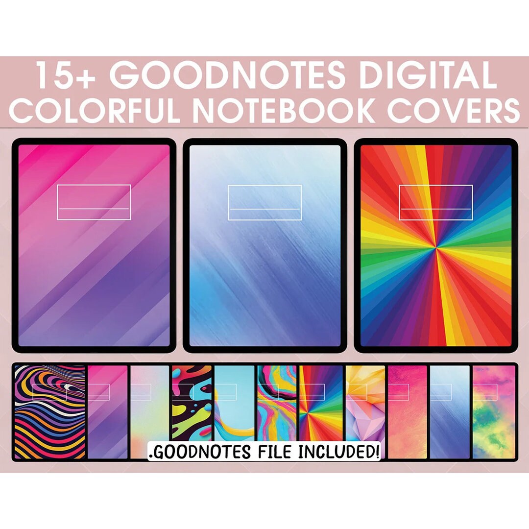 15 MINIMAL COLORFUL Goodnotes Covers, Digital Notebook Cover, Boho ...