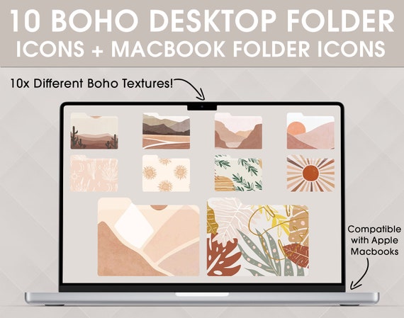 10 BOHO MACBOOK FOLDER Icons Desktop Folders Imac Folders | Etsy