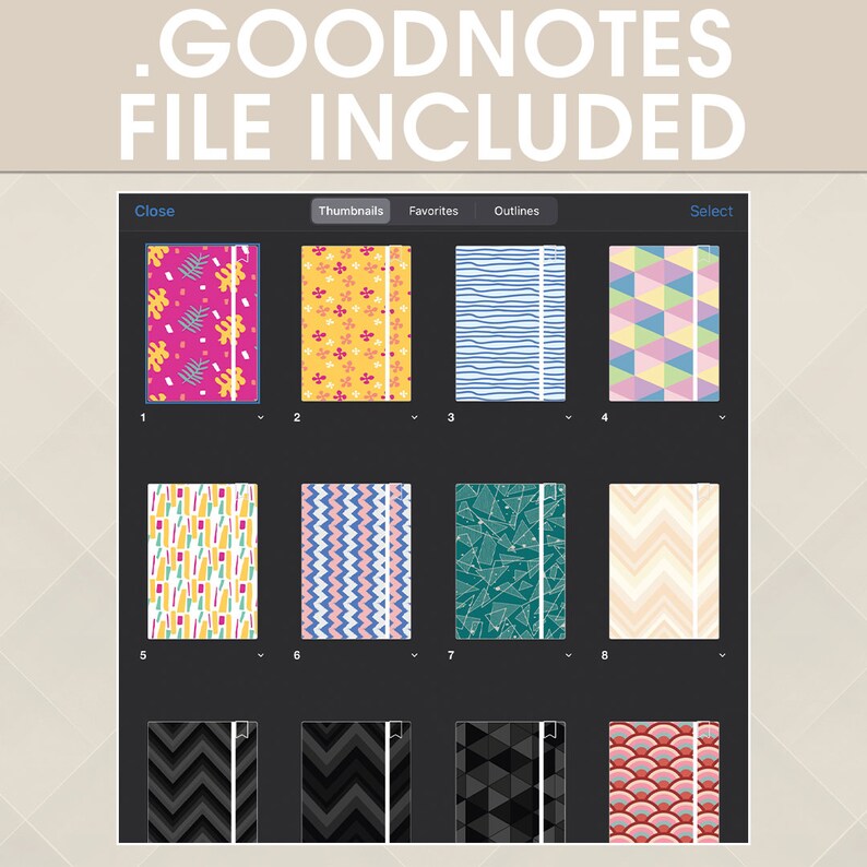 20 GEOMETRIC PATTERN Goodnotes Covers Digital Notebook Cover - Etsy