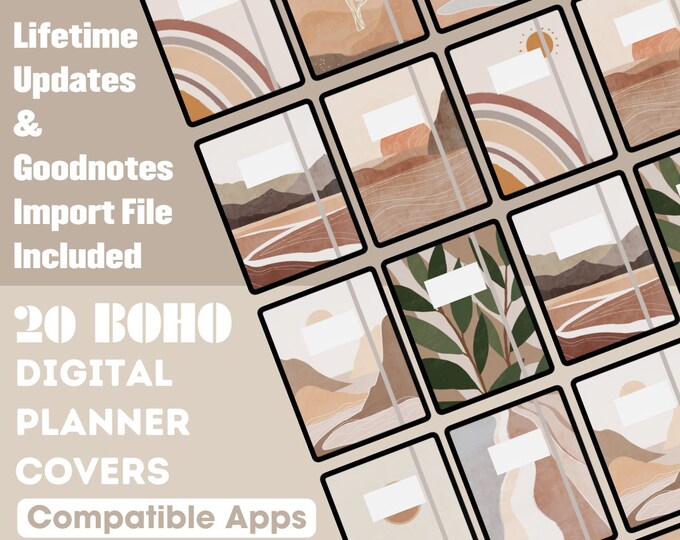 20 Boho Notebook Covers for Goodnotes, Notability, MacBook Digital ...