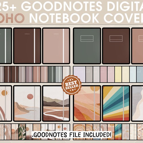 175 Boho Notebook Cover BUNDLE Goodnotes Digital Covers - Etsy